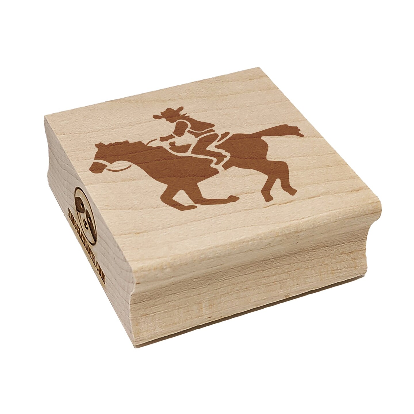 Wild Western Cowboy Riding on Horse Square Rubber Stamp for Stamping ...