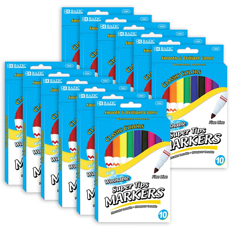 Washable Markers, Super Tip, 10 Per Pack, 12 Packs | Michaels