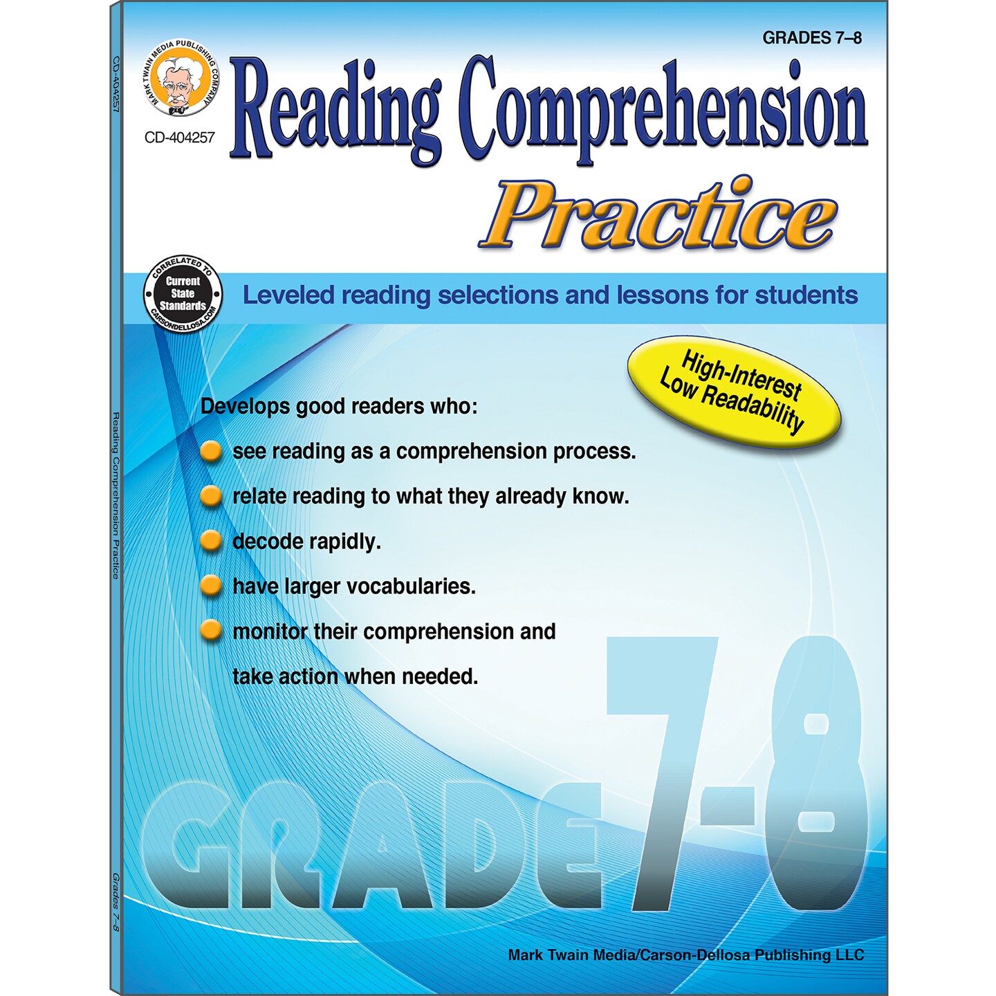 Mark Twain Media Grades 7-8 Reading Comprehension Practice Workbook ...