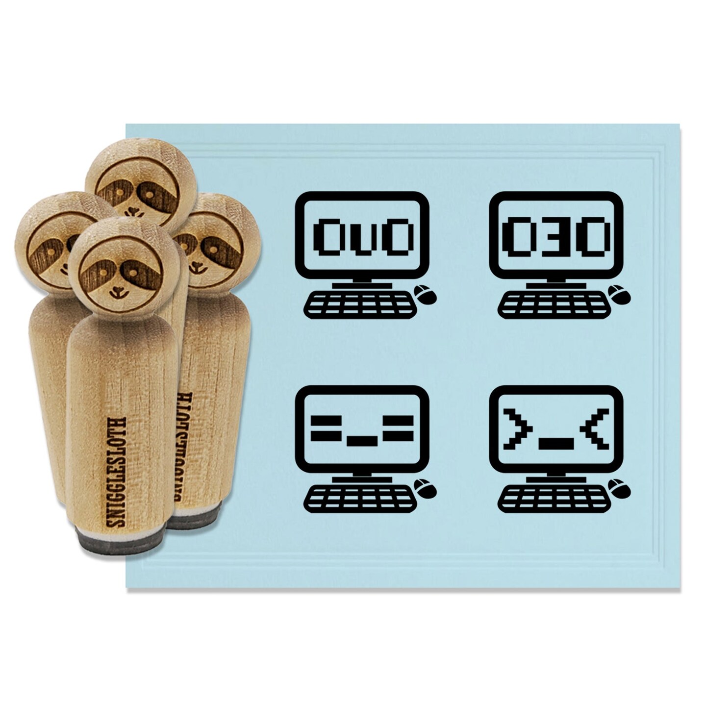 Kawaii Computers Troubled Tired Kissing Happy Rubber Stamp Set for ...