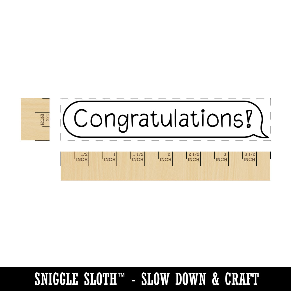 Congratulations Chat Bubble Rectangle Rubber Stamp for Stamping ...