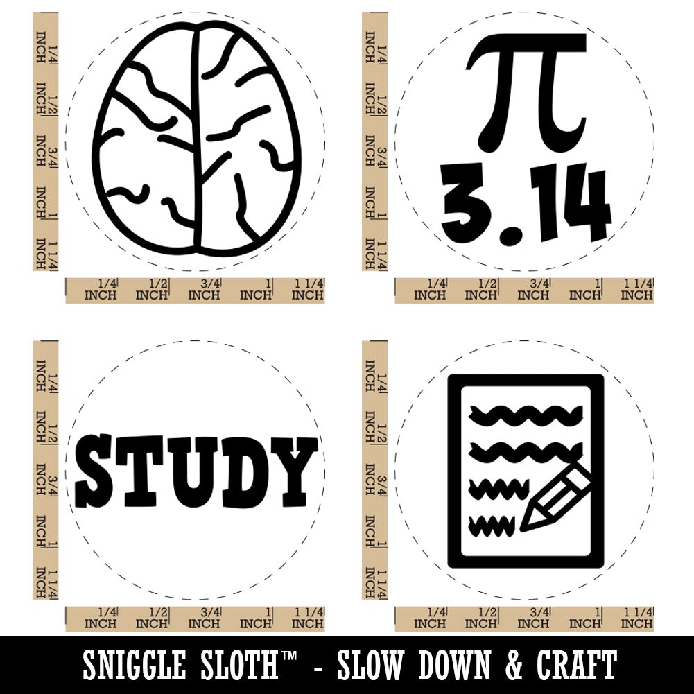 Smart Brainy School Student Pi Math English Writing Rubber Stamp Set ...