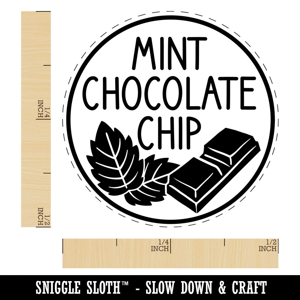 Mint Chocolate Chip Text with Image Flavor Scent Rubber Stamp for ...