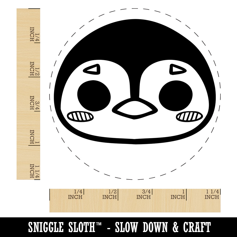 Charming Kawaii Chibi Penguin Face Blushing Cheeks Rubber Stamp for ...