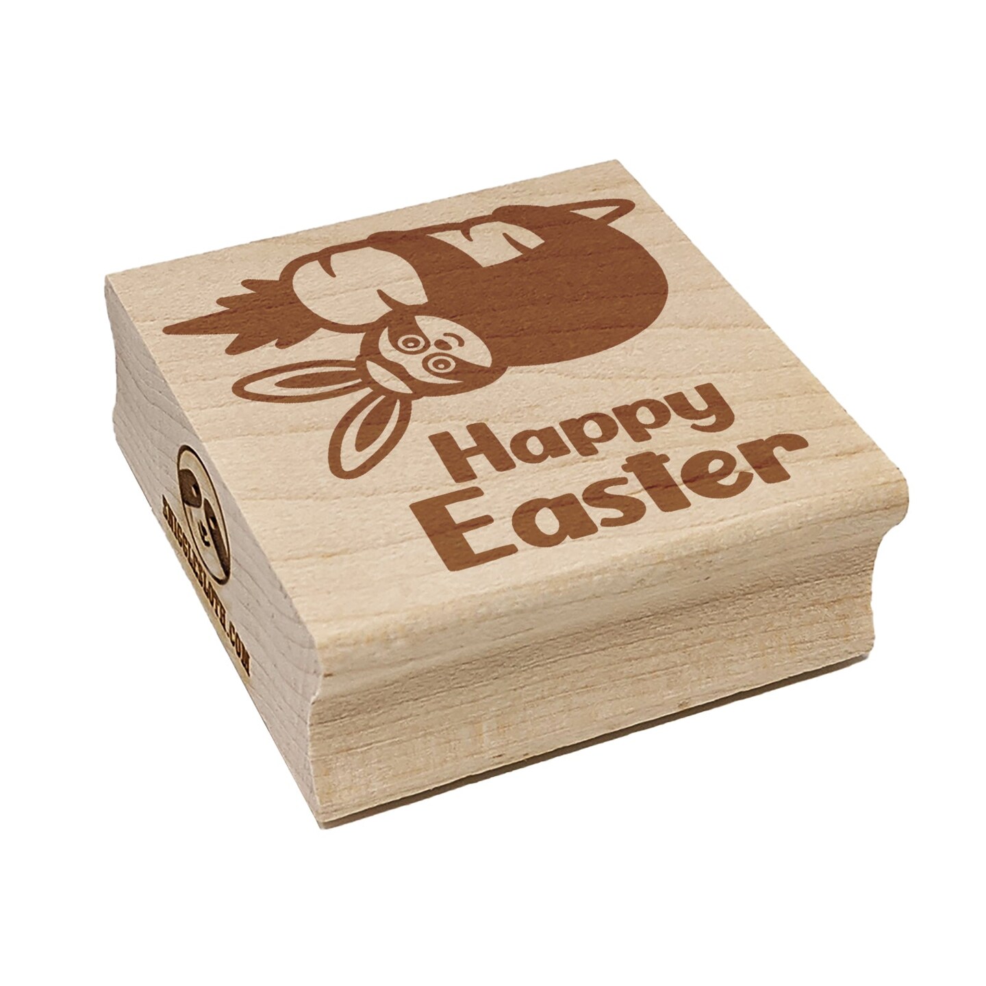Happy Easter Sloth Hanging from Carrot Square Rubber Stamp for Stamping ...