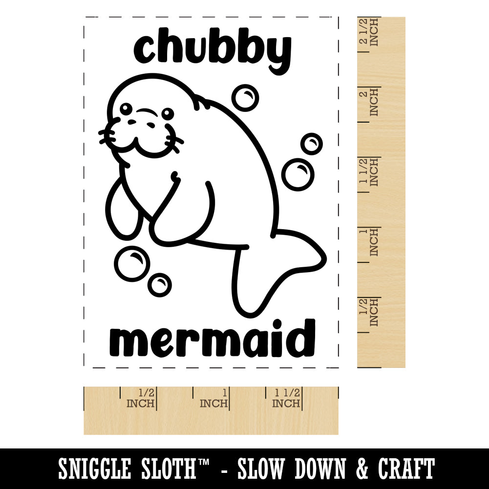 Manatee Chubby Mermaid Rectangle Rubber Stamp for Stamping Crafting ...