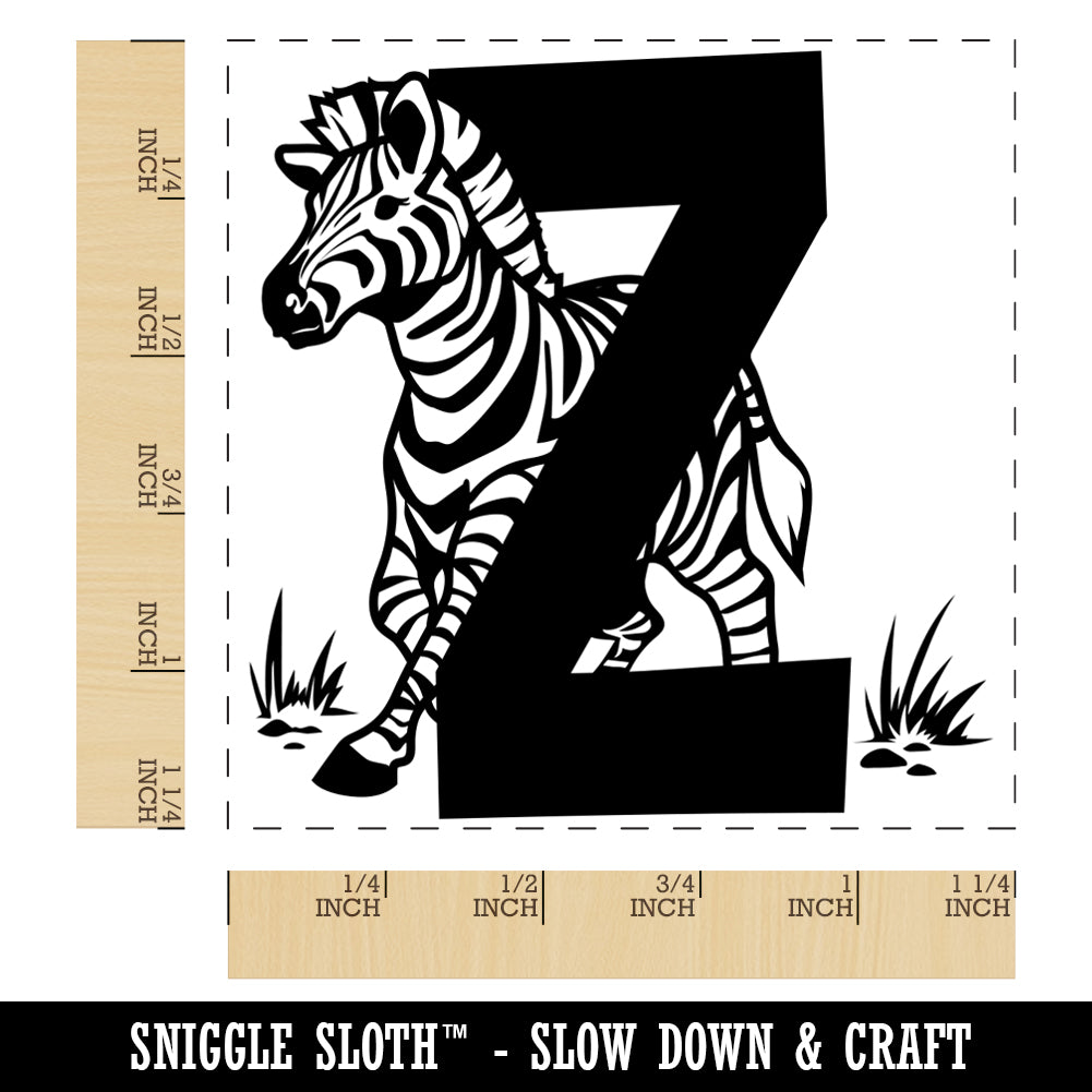 Animal Alphabet Letter Z for Zebra Square Rubber Stamp for Stamping ...