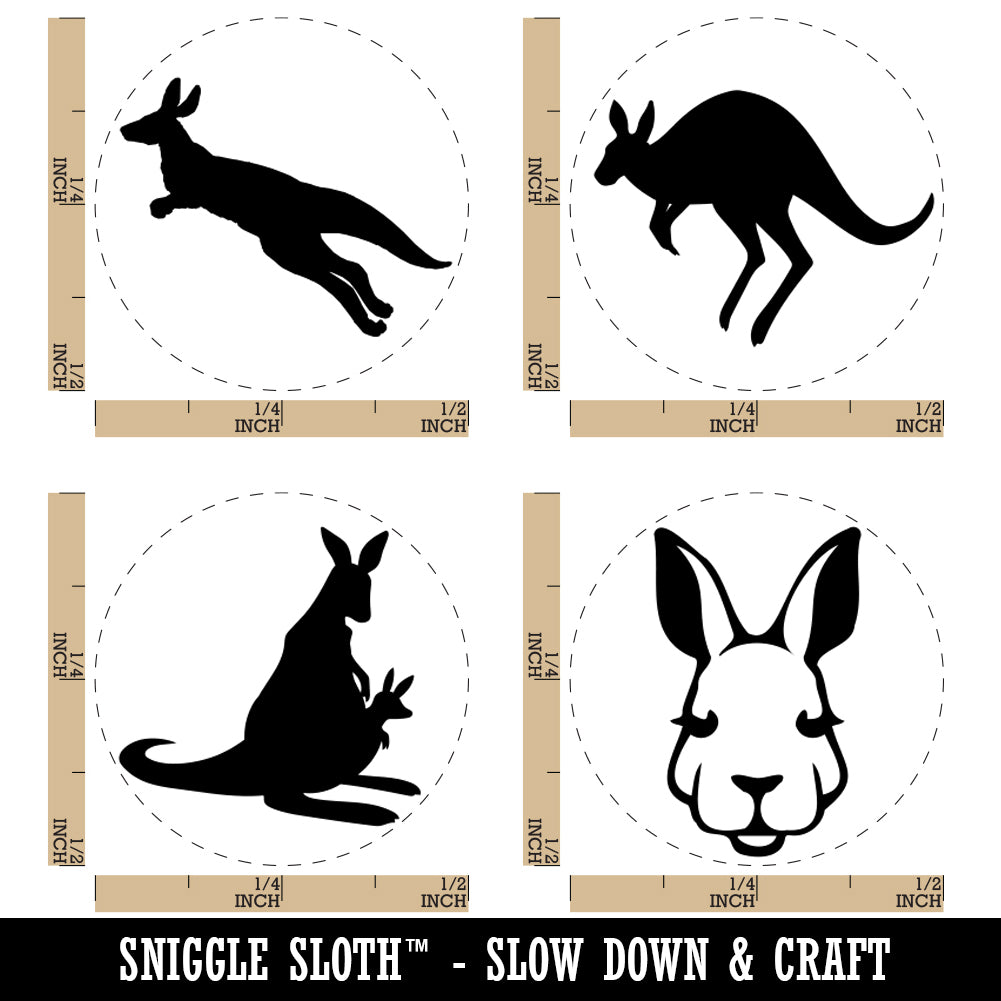 Kangaroo Head Jumping Leaping Baby Rubber Stamp Set for Stamping ...