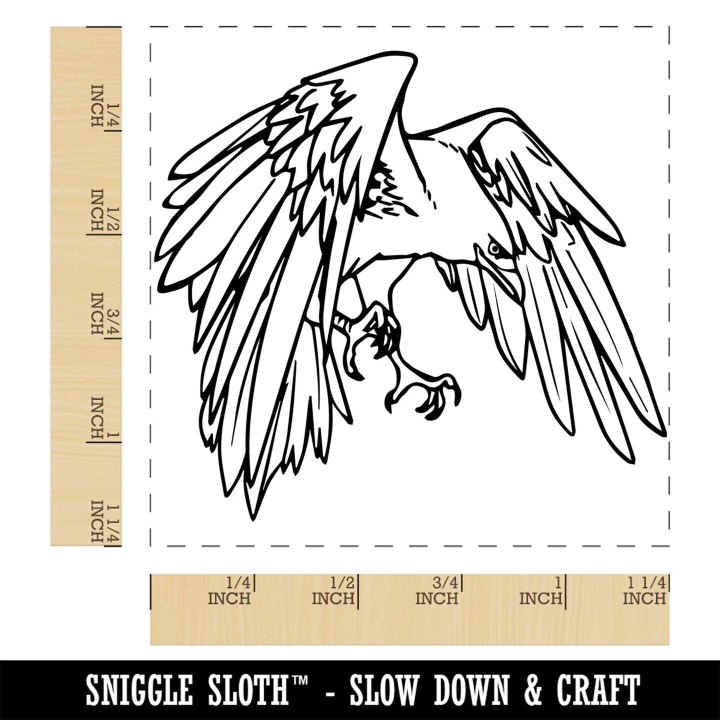 Bird Crow Raven Flying Landing Square Rubber Stamp for Stamping ...