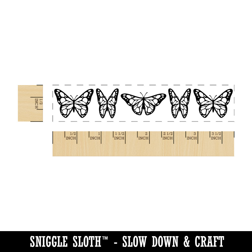 Flying Monarch Butterflies Flapping Wings Insect Rectangle Rubber Stamp ...
