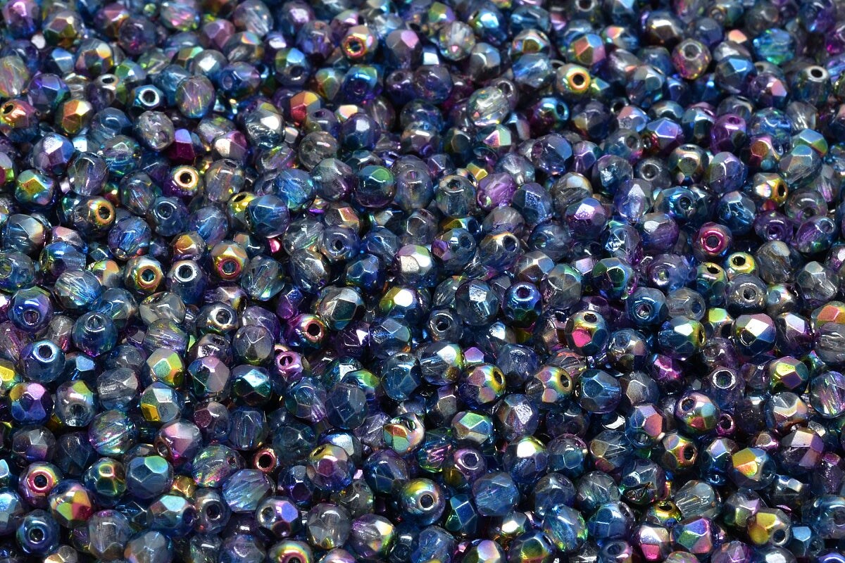 3mm Czech Fire Polish Beads, Crystal Magic Blue/Pink, 50 pieces | Michaels