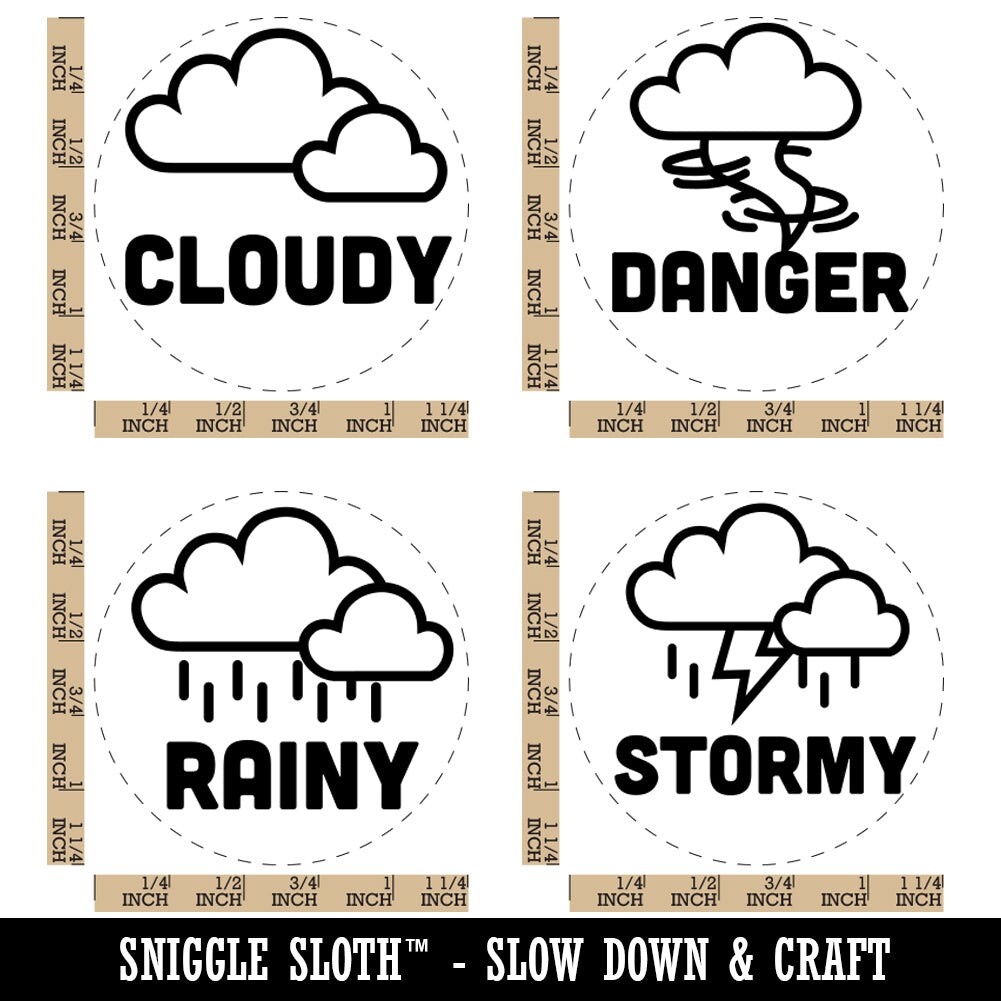 Weather Day Planner Stormy Rainy Cloudy Danger Rubber Stamp Set for ...