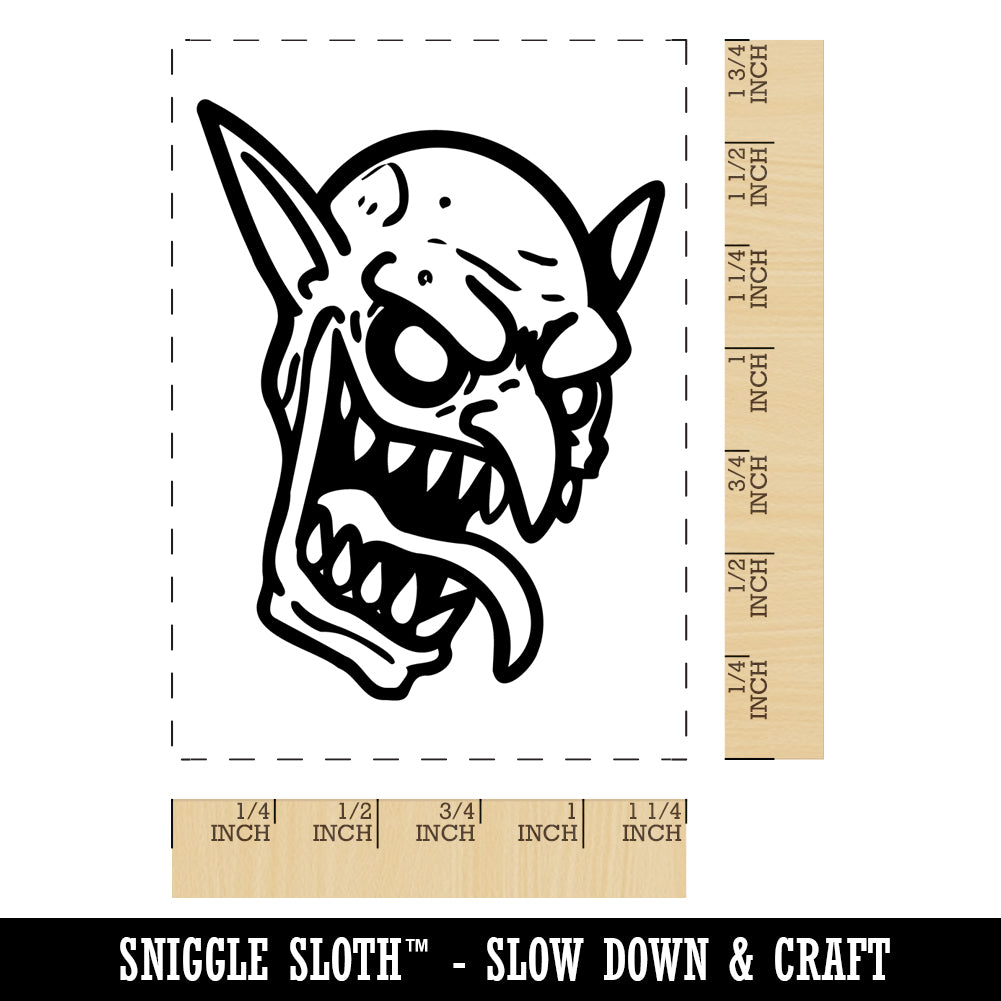 Evil Smiling Goblin Face Rectangle Rubber Stamp for Stamping Crafting ...