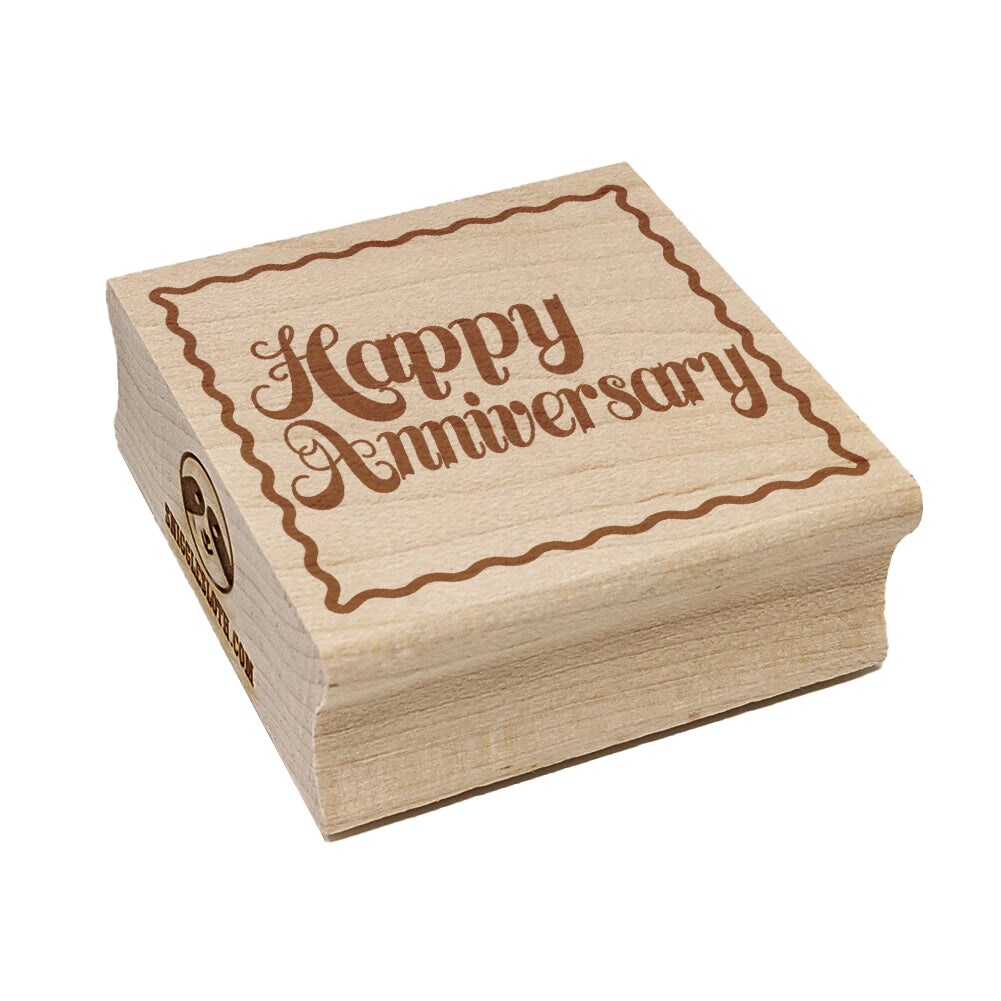 Happy Anniversary Elegant Text Square Rubber Stamp for Stamping ...