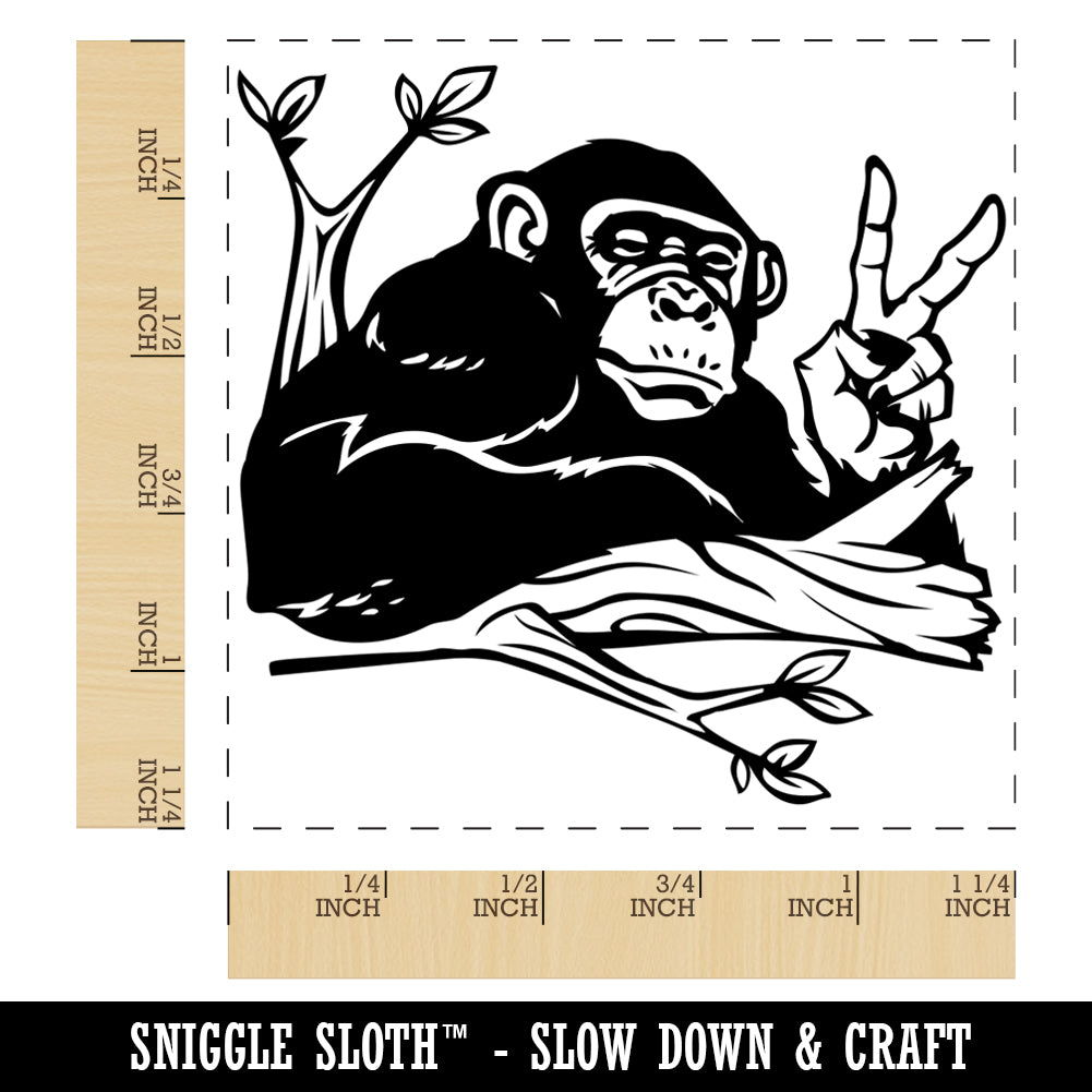 Peace Loving Bonobo Chimpanzee Square Rubber Stamp for Stamping ...