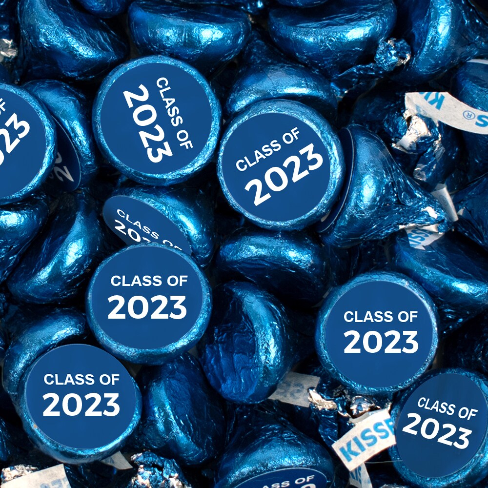 100 Pcs Blue Graduation Candy Hershey's Kisses Milk Chocolate Class of ...