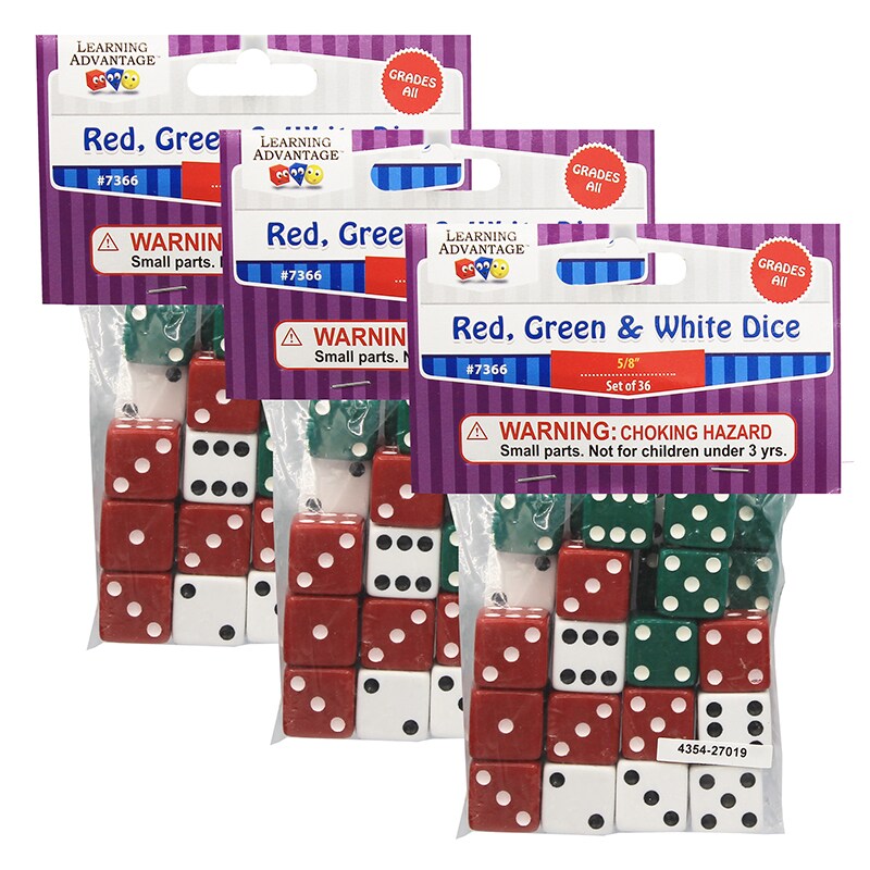 Dot Dice - Red/Green/White - 36 Per Pack, 3 Packs | Michaels