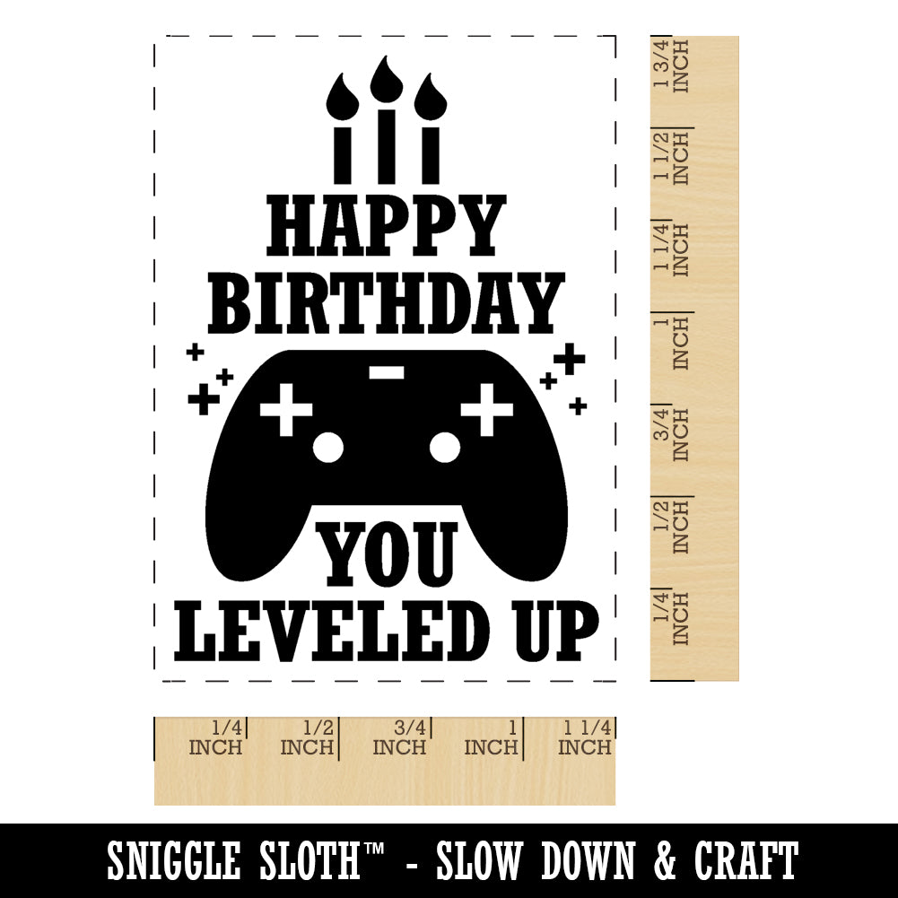 Happy Birthday You Leveled Up Gamer Controller Rectangle Rubber Stamp ...