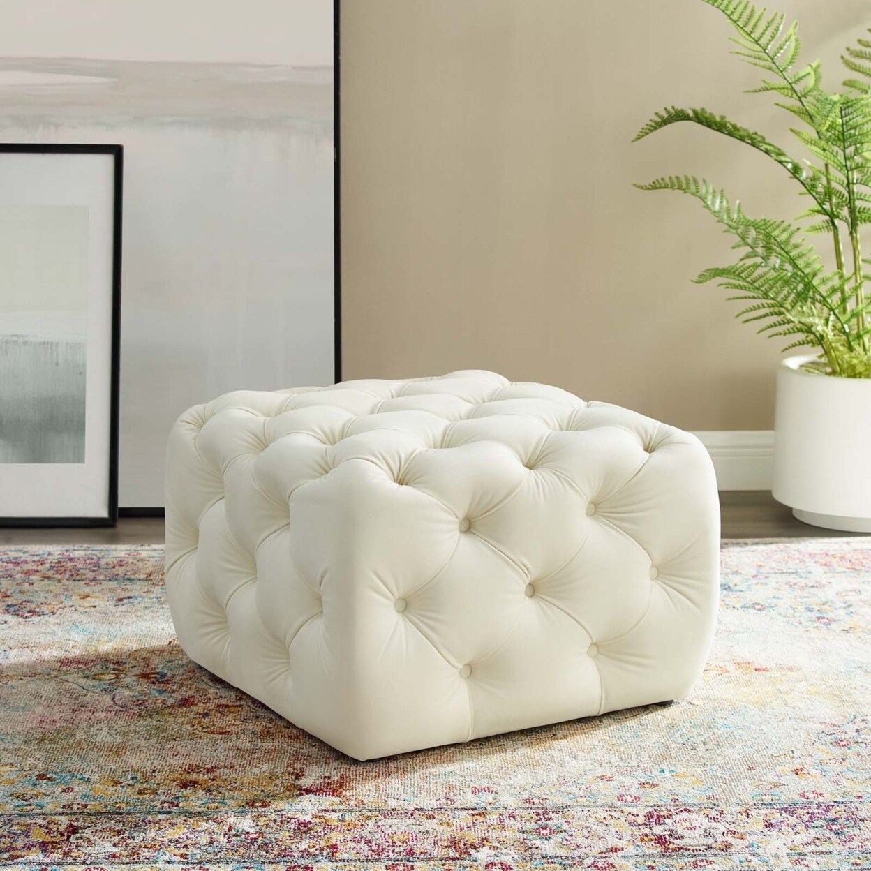 Modway Amour Tufted Button Square Performance Velvet Ottoman-EEI-3776 ...