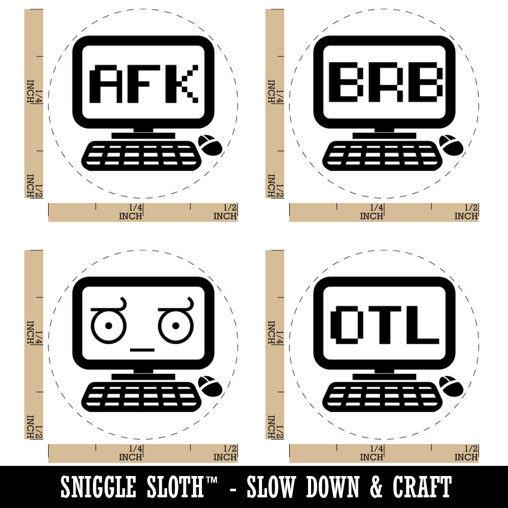 Computer Face BRB AFK OTL Rubber Stamp Set for Stamping Crafting ...