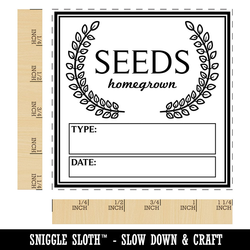 Seeds Homegrown Fill In Type and Date Gardening Square Rubber Stamp for ...