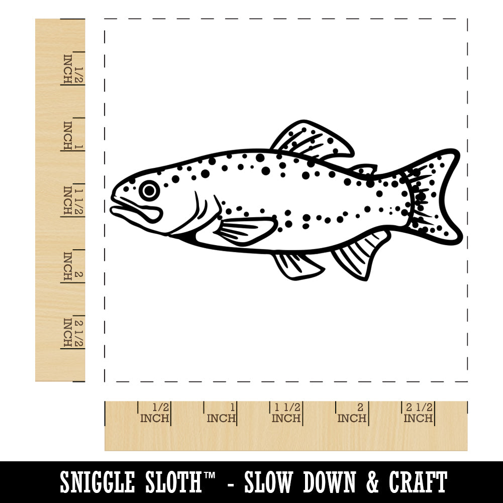 Rainbow Trout Fish with Spots Fishing Square Rubber Stamp for Stamping ...