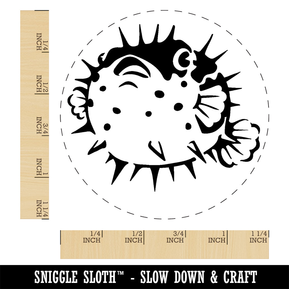 Startled Spiny Puffed Pufferfish Funny Fugu Rubber Stamp for Stamping ...