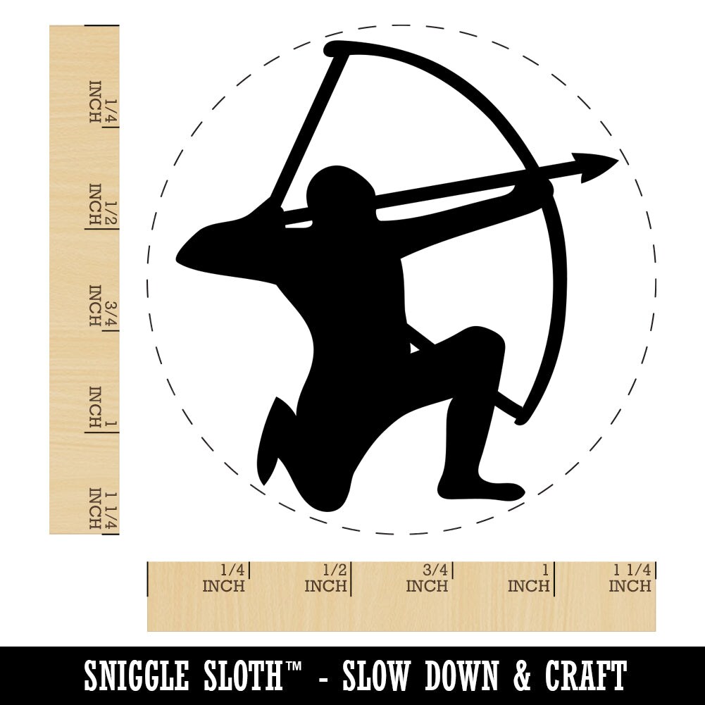 Archer Kneeling with Bow Drawn Archery Rubber Stamp for Stamping ...