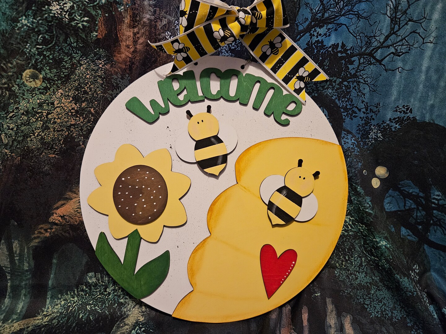 Bees and Sunflower Welcome door hanger sign | MakerPlace by Michaels