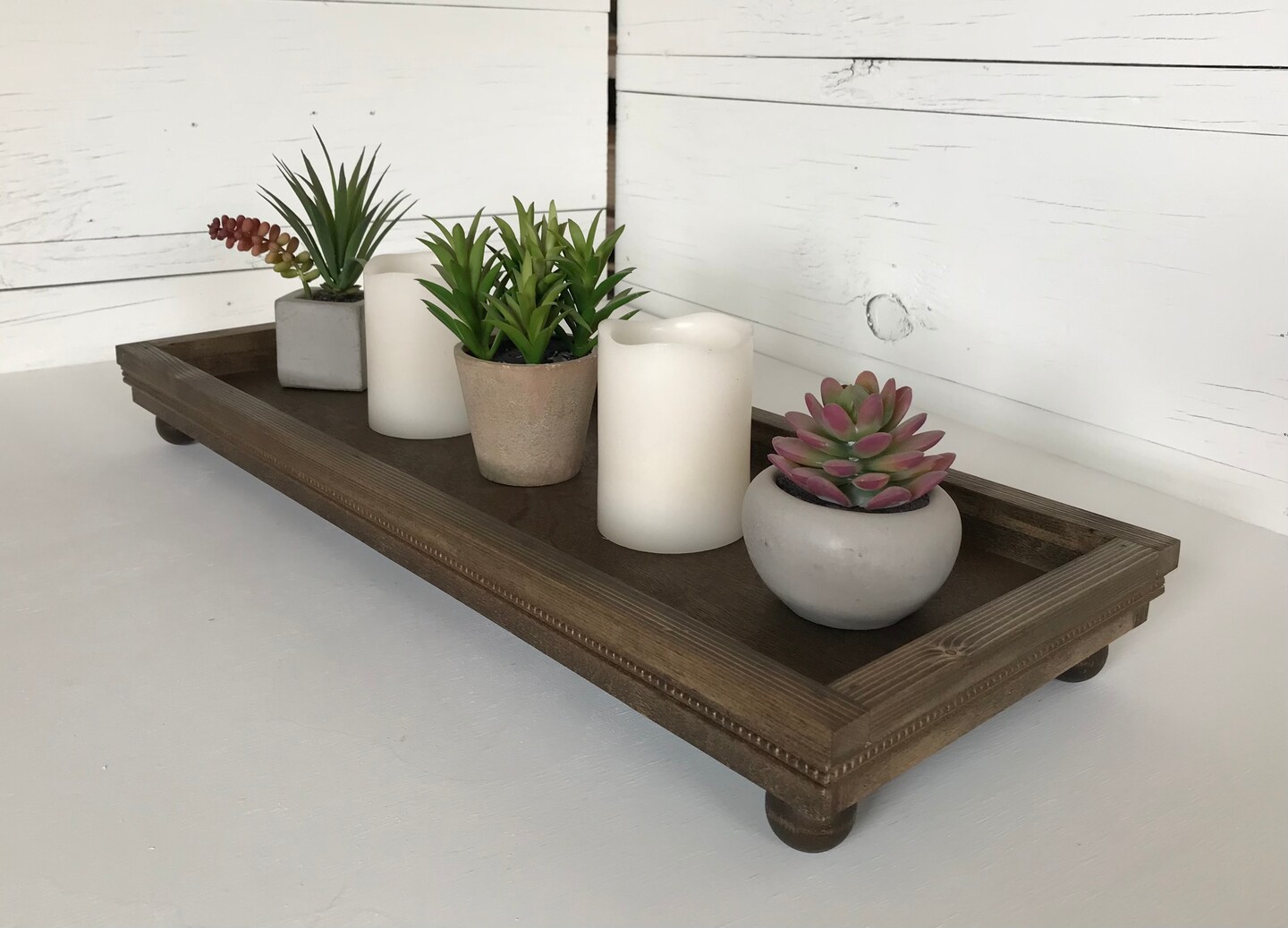 Handmade wooden centerpiece shallow tray, centerpiece box, decorative ...