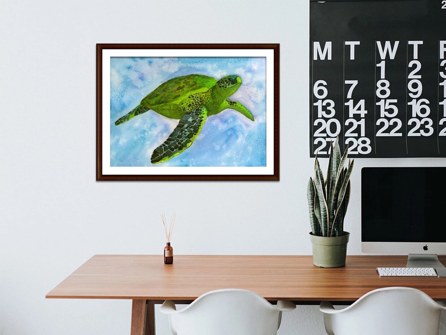 Sea Turtle Watercolor Art Print Sea Turtle Painting Green Turtle Wall ...