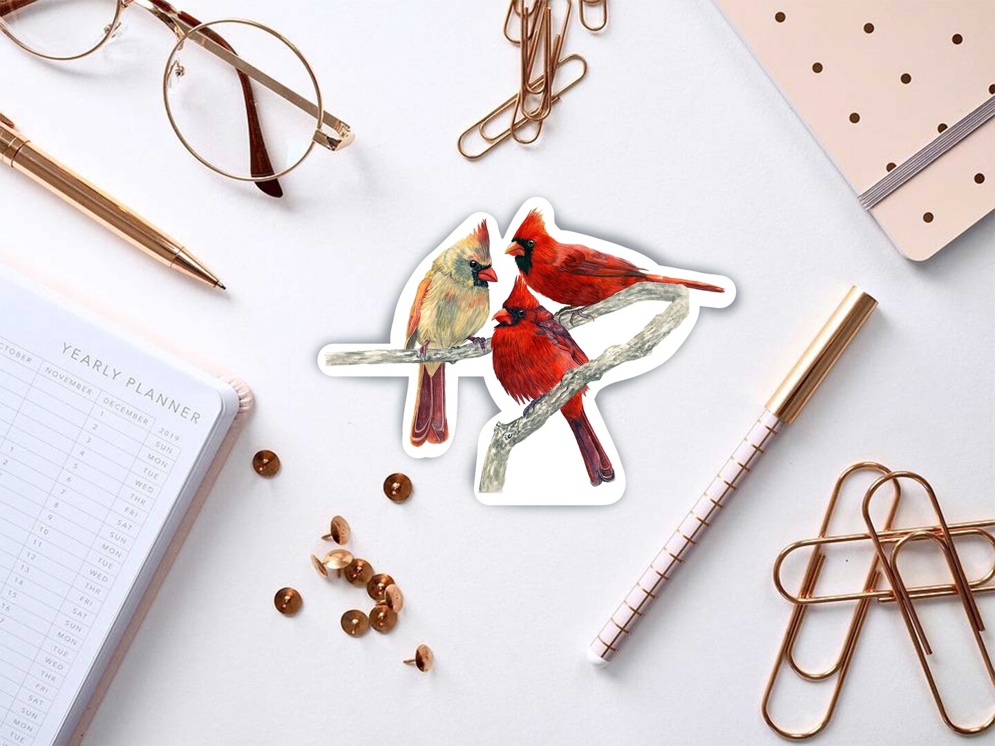 Three Cardinals Sticker Cardinal Bird Sticker Bird Sticker 3 Cardinals ...