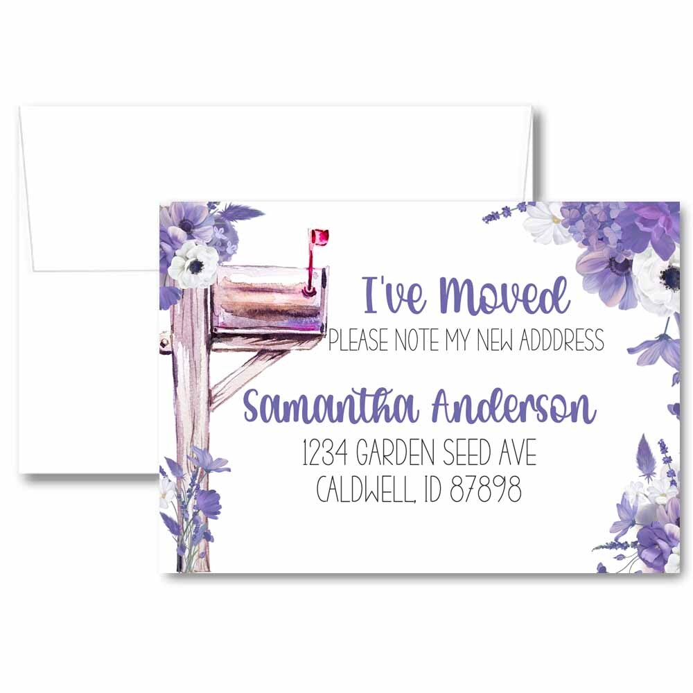 Mailbox moving announcement, floral new address stationery, mailbox I ...