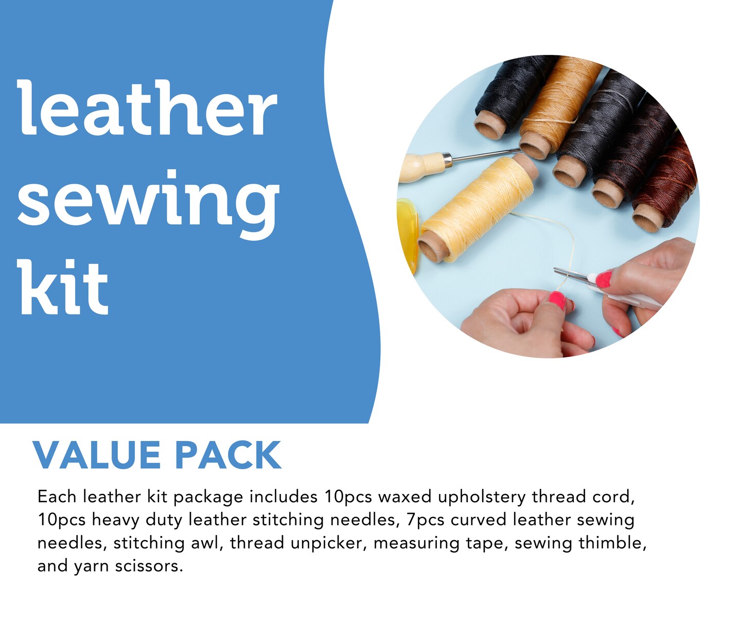 Incraftables Leather Sewing Kit. Heavy Duty Stitching Craft Working ...