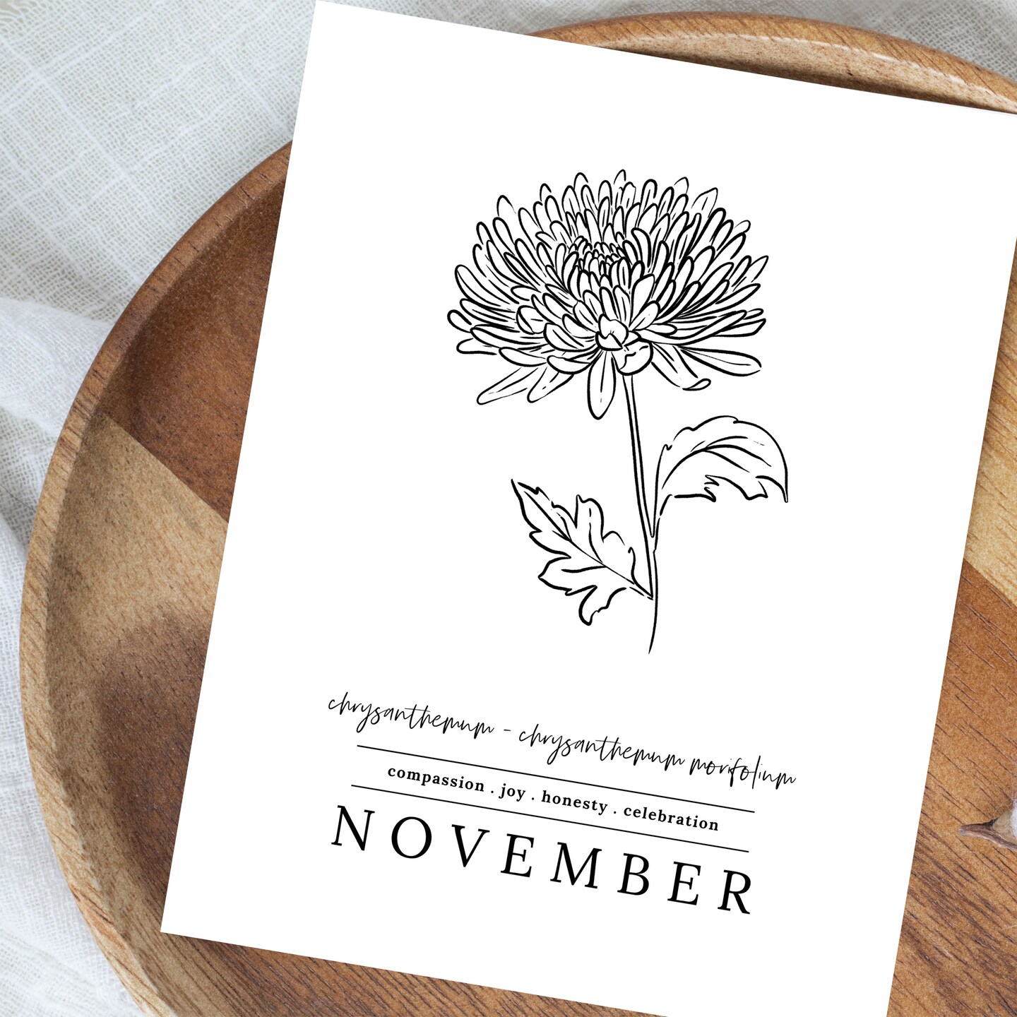 Pick Your Birth Flower Art Print | Unframed Black White Sketch Birth ...