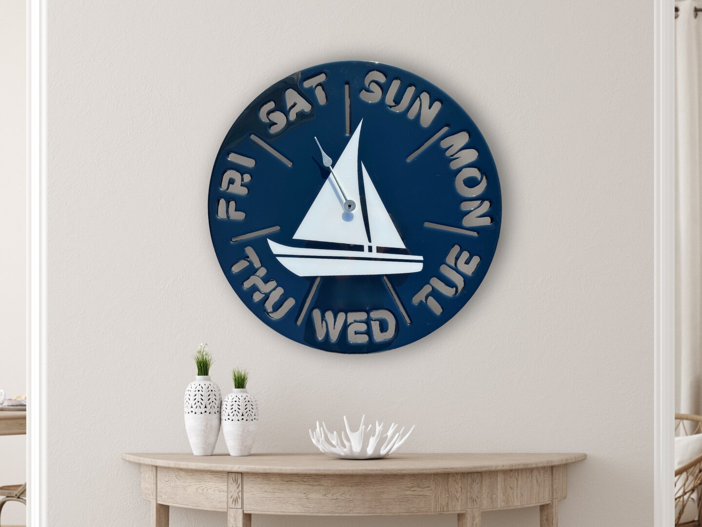 Sailboat Day of the Week Clock, Office Wall Art Retirement Gifts for ...