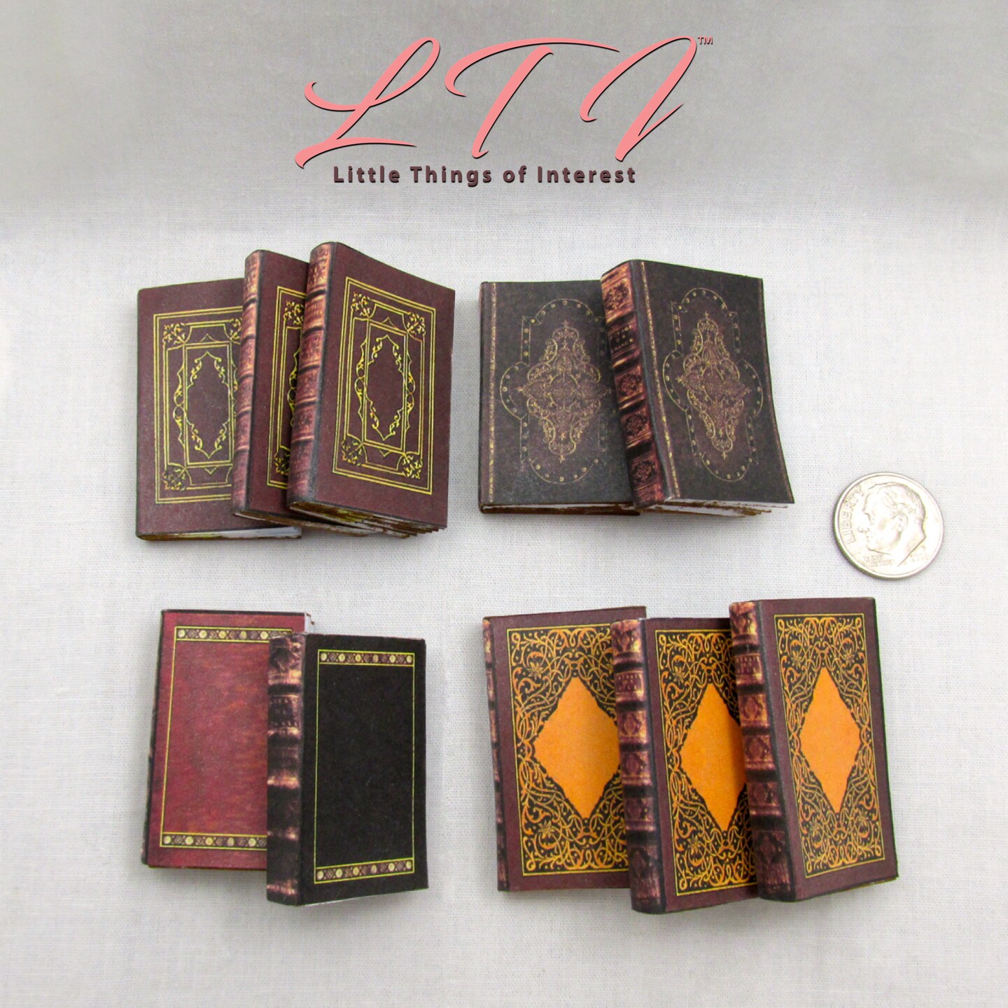 1:6 Scale 10 Pc OLD LIBRARY PROP BOOKS Miniature Faux Books Playscale ...