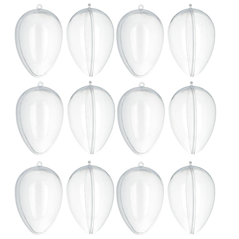 Set of 12 Clear Fillable Openable Clear Plastic Eggs Ornaments 3.7 ...