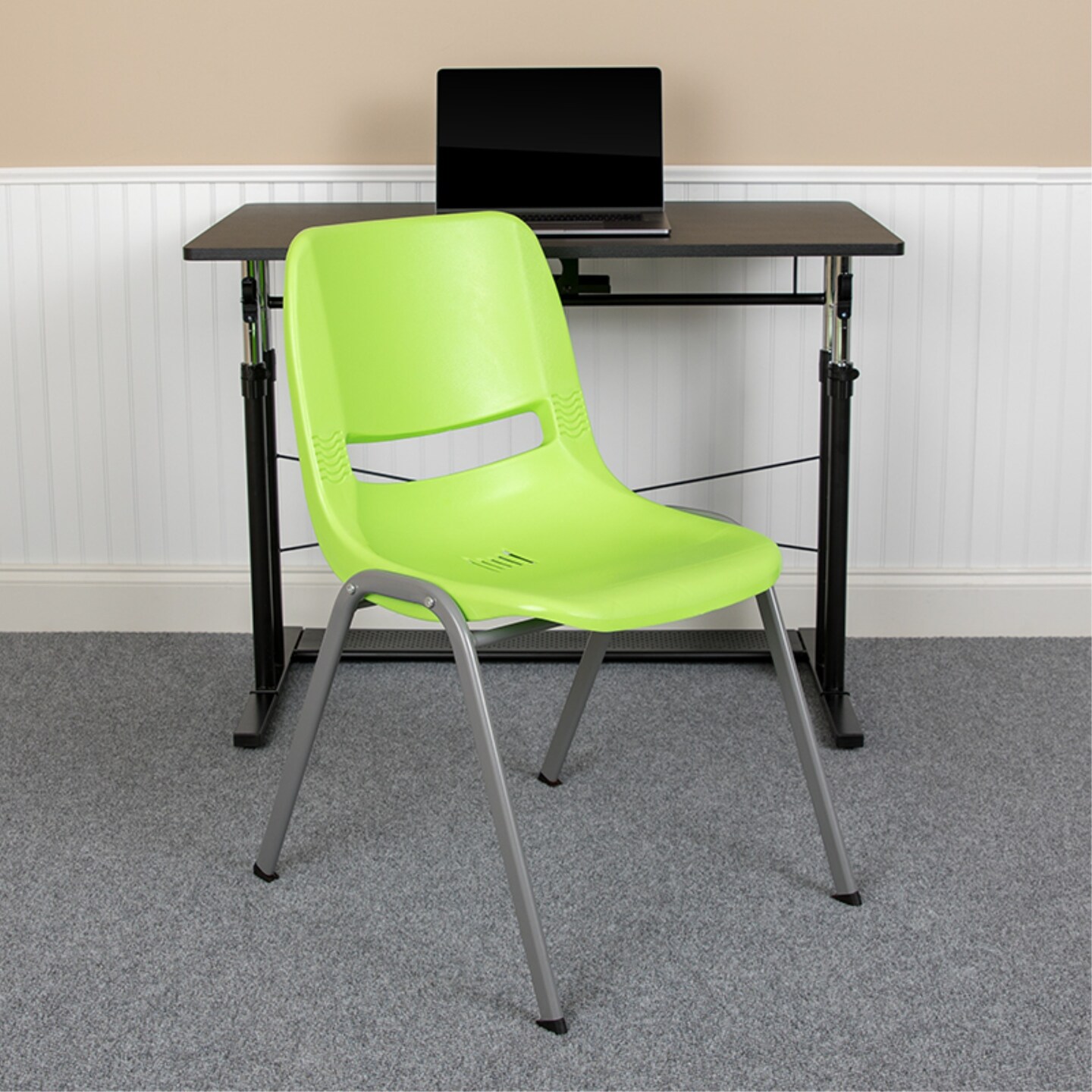 HERCULES Series 880 lb. Capacity Green Ergonomic Shell Stack Chair with ...