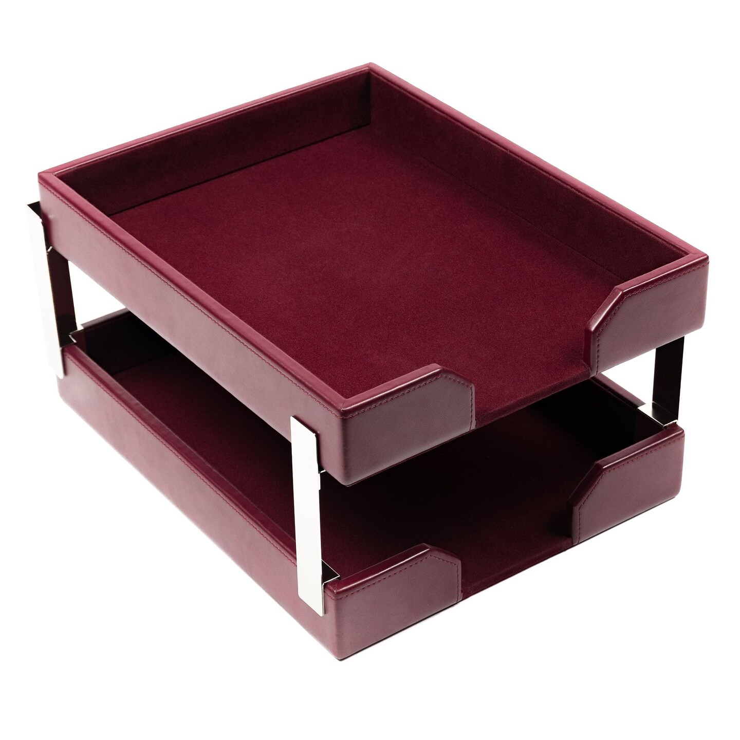 Burgundy Bonded Leather Double Letter Trays | Michaels
