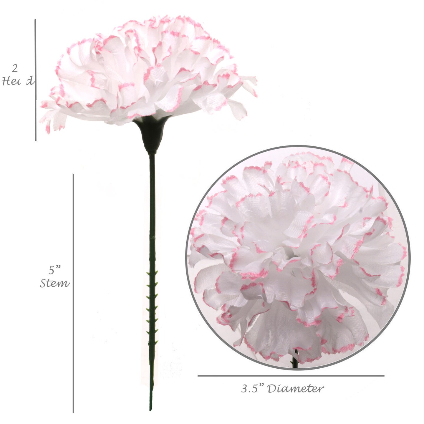 30pc 5" Realistic White Pink Carnations Set - Lifelike and Affordable ...