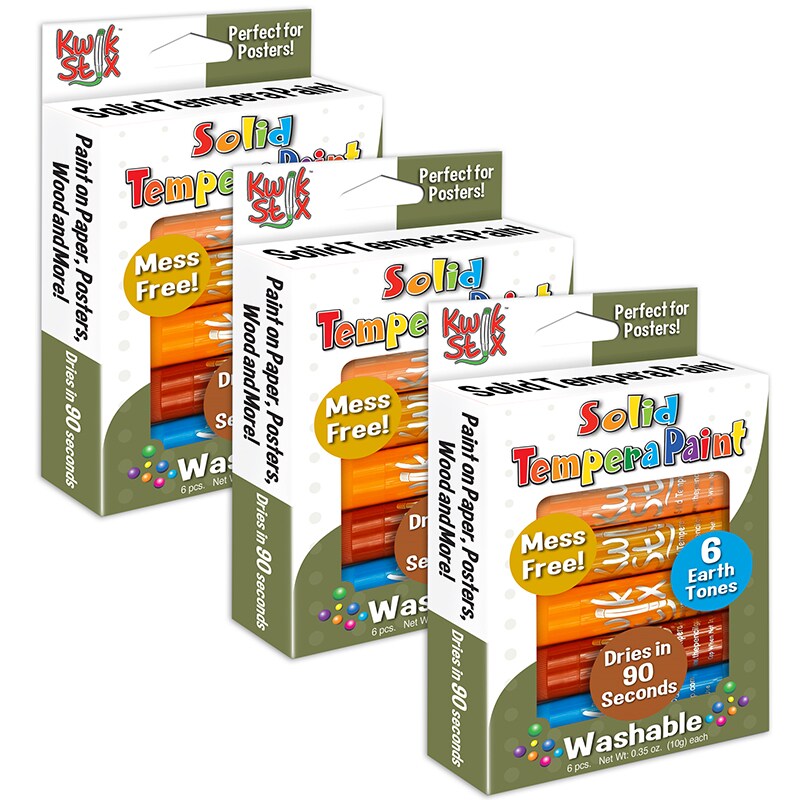 Solid Tempera Paint, Earth Tones, 6 Per Pack, 3 Packs | Michaels