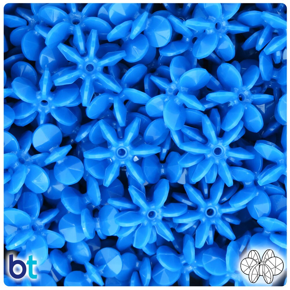 BeadTin True Blue Neon Bright 18mm SunBurst Plastic Craft Beads (135pcs ...