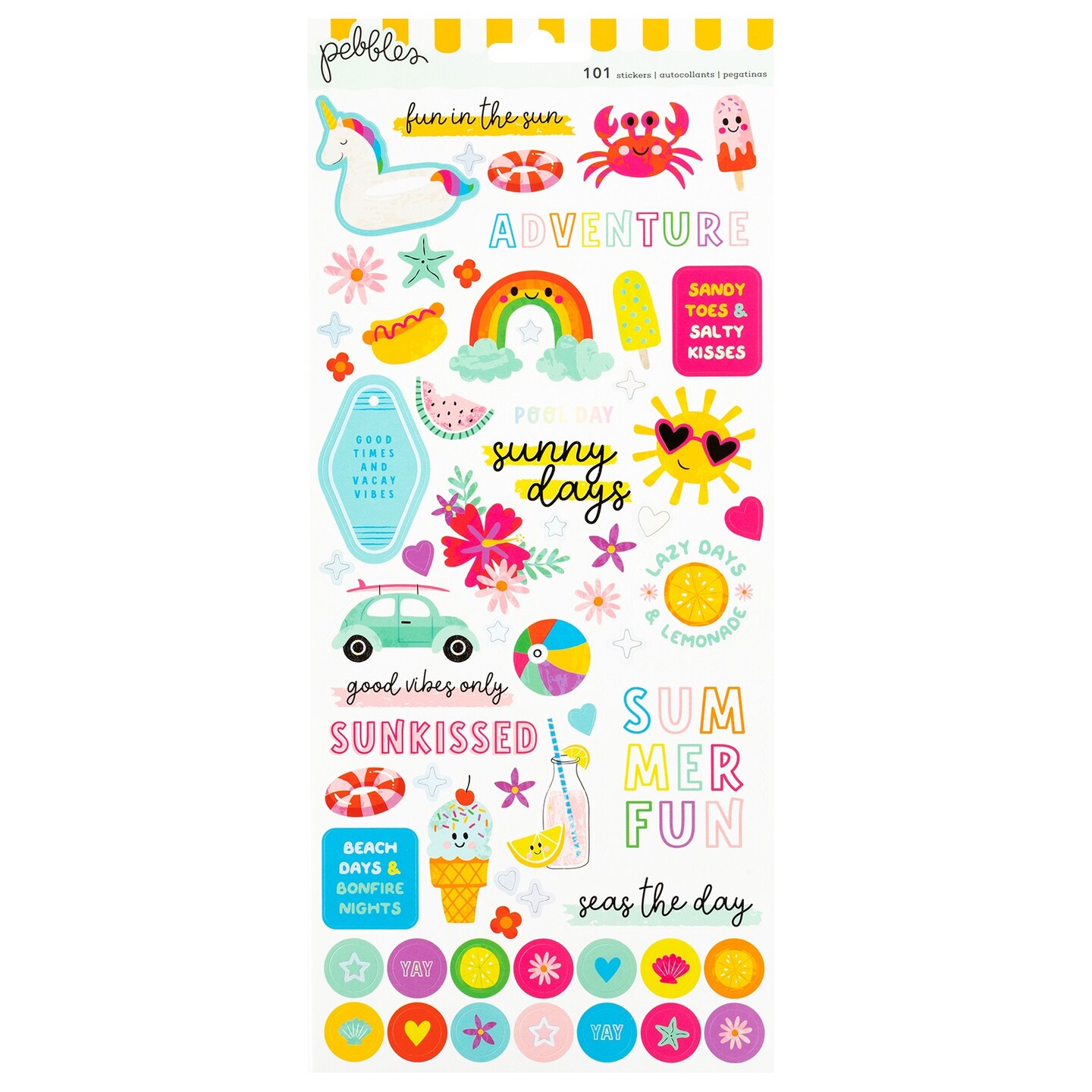 Pebbles Fun In The Sun Cardstock Stickers 6"X12"-Holographic Foil ...