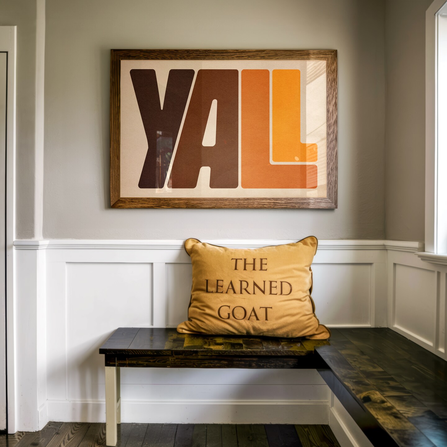 Yall Typography Poster Gift for Home, Yellow Western Wall Art ...