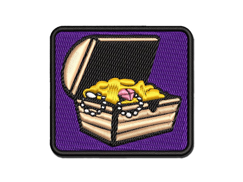 Open Treasure Chest with Gold Pirate Booty Multi-Color Embroidered Iron ...