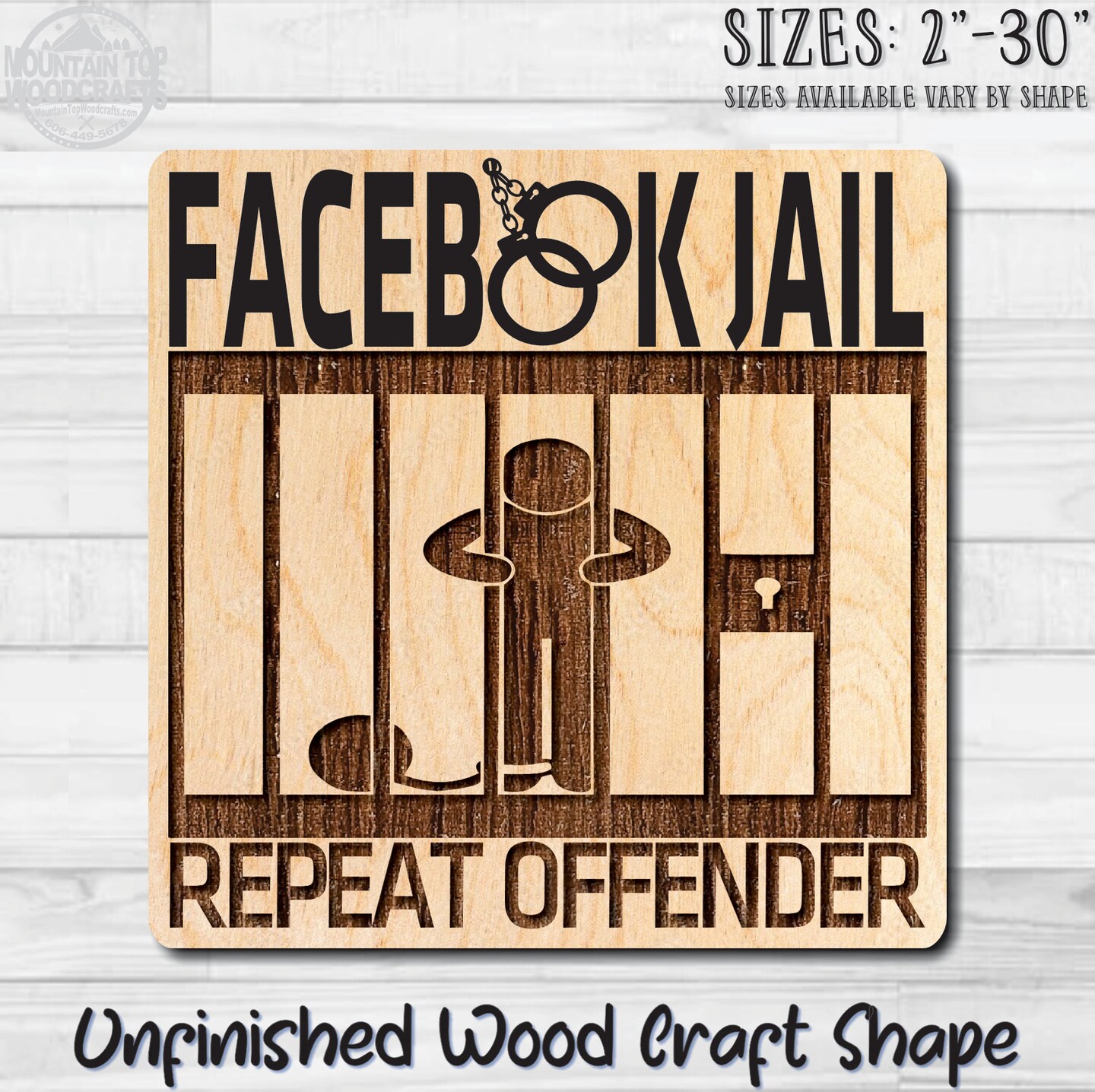 Facebook Jail Repeat Offender Unfinished Wood Shape Blank Laser ...