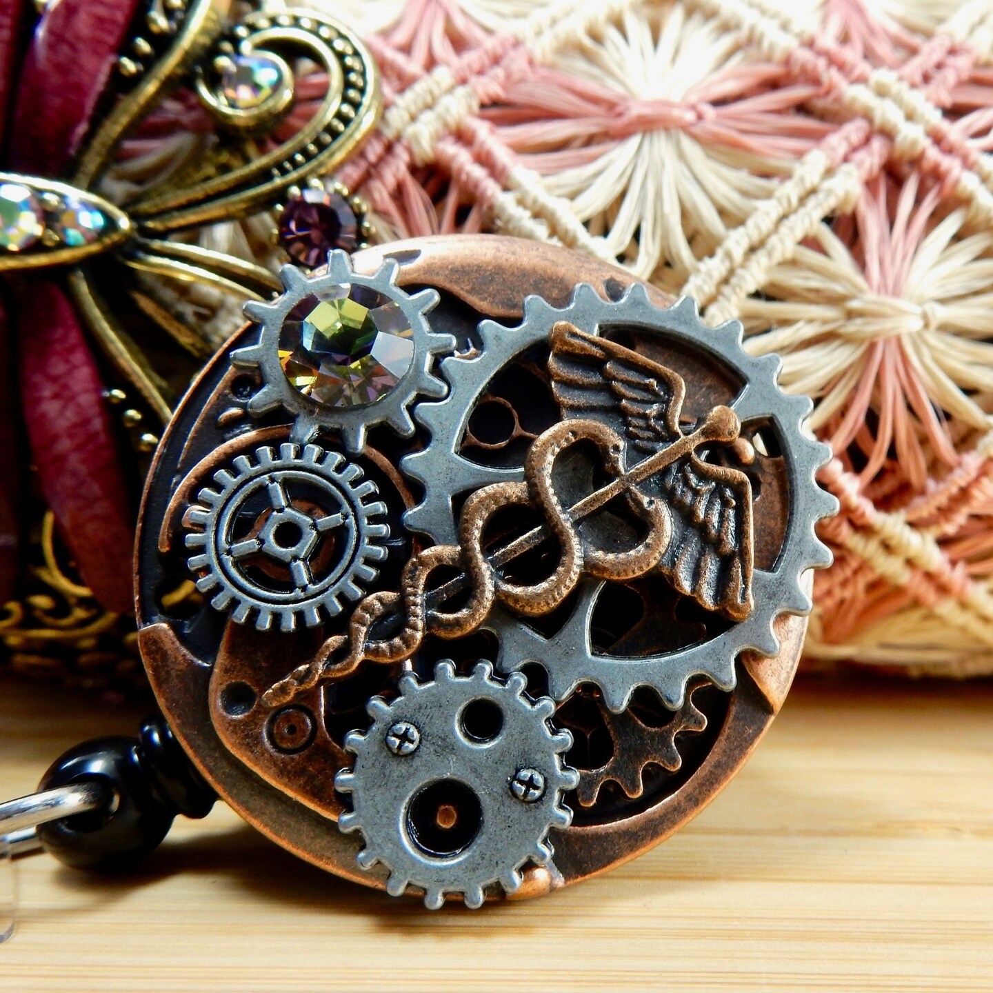 Personalized Steampunk Caduceus Badge Clip, Custom Steampunk ...