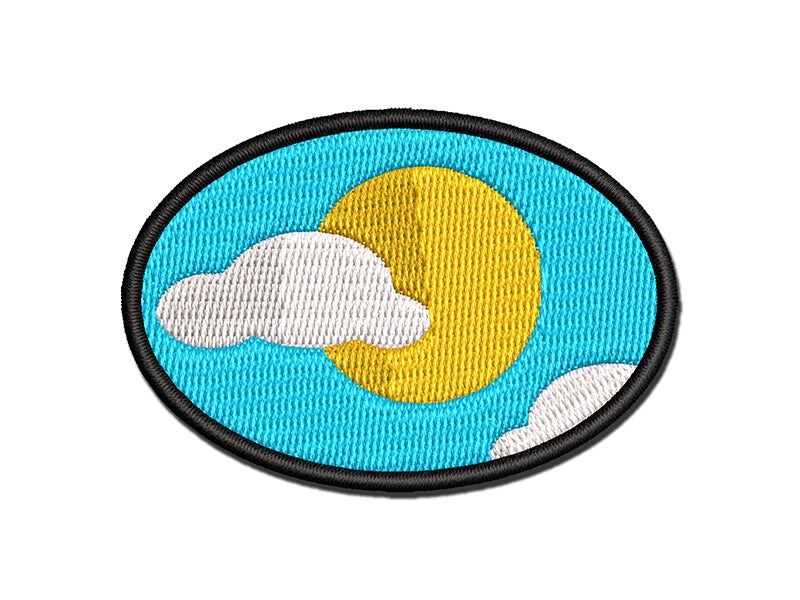 Partly Cloudy Weather Multi-Color Embroidered Iron-On or Hook & Loop ...