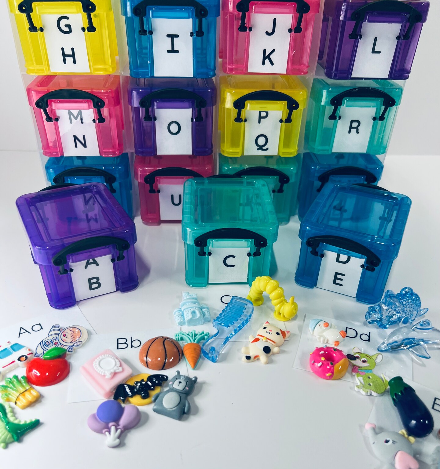 Alphabet Set Objects in Storage Alphabet Trinkets Beginning Sound Mini ...